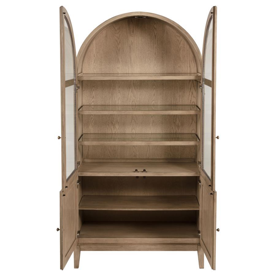 Kailani - 4-Door Cane Dining Vitrine Display Cabinet - Beige Oak ...